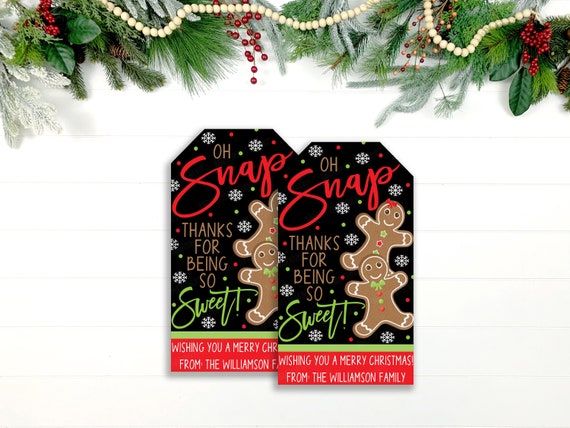 Holiday Thank You Gift Tag, Editable Gingerbread Cookie Employee ...