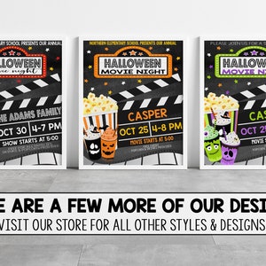 EDITABLE Halloween Movie Night Flyer Invitation, Kids Halloween Event ...