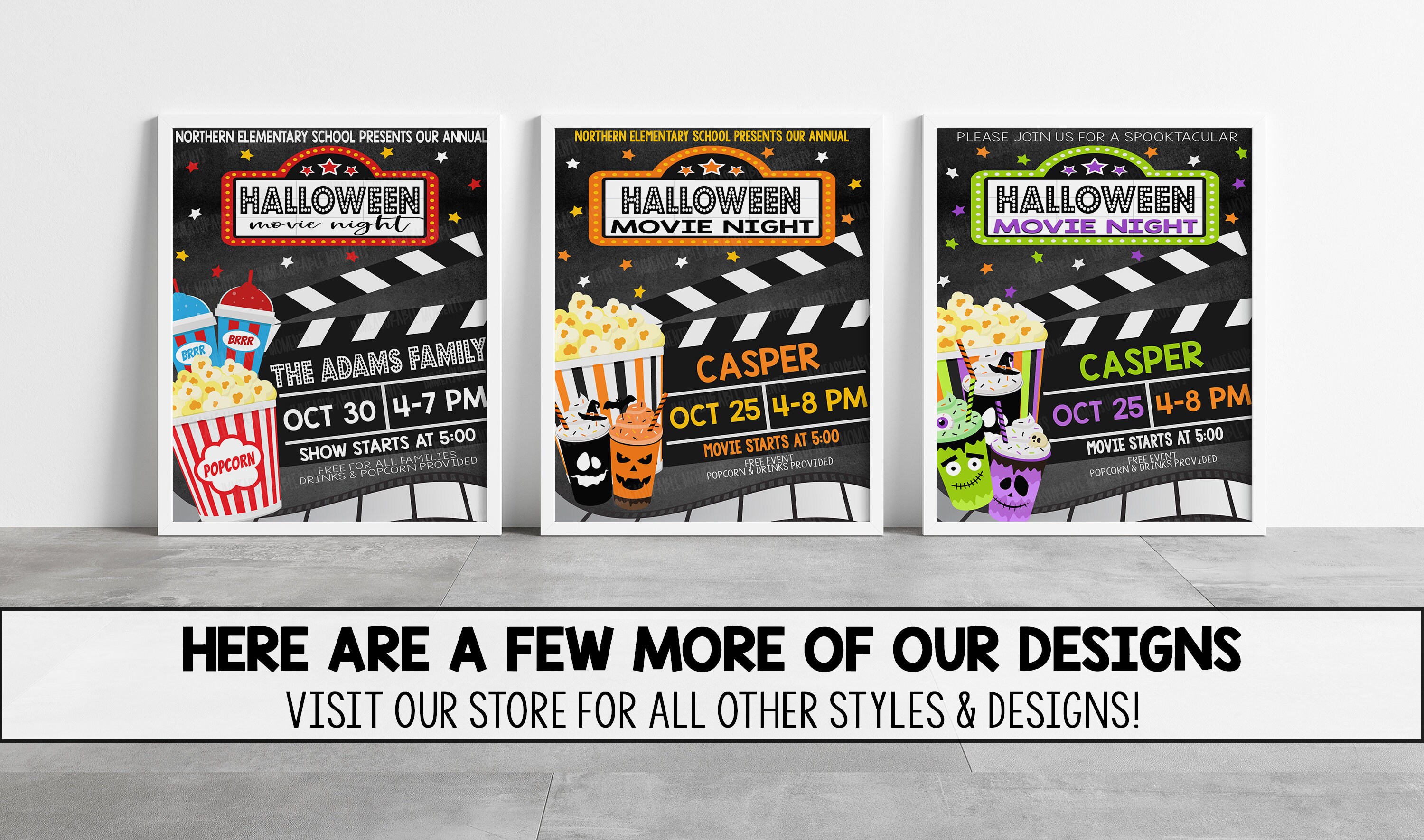 EDITABLE Halloween Movie Night Flyer Invitation, Kids Halloween Event ...