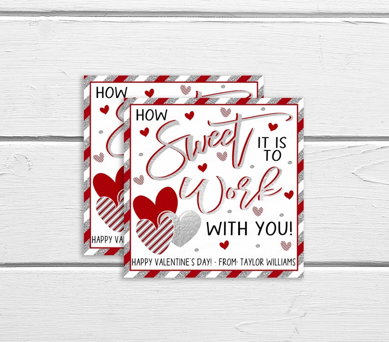 Valentine's Coworker Gift Tags Editable Company Staff - Etsy