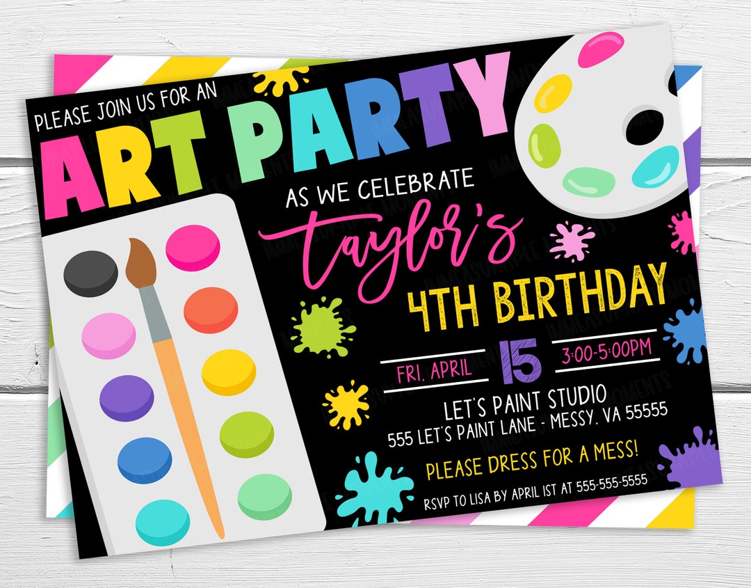 Art Party Invitation, Painting Party Art Birthday Invitation, Dress for ...