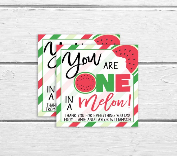 Watermelon Gift Tags You Are One in A Melon Appreciation - Etsy