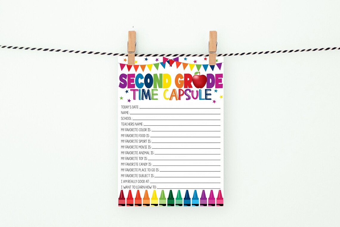 Second Grade Time Capsule Printable 2nd Grade Student Memory | Etsy