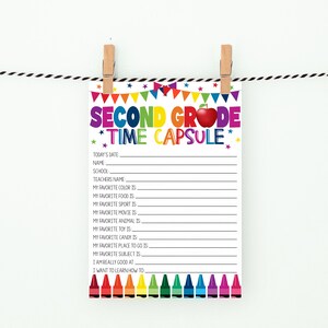 Second Grade Time Capsule Printable, 2nd Grade Student Memory Sheet ...