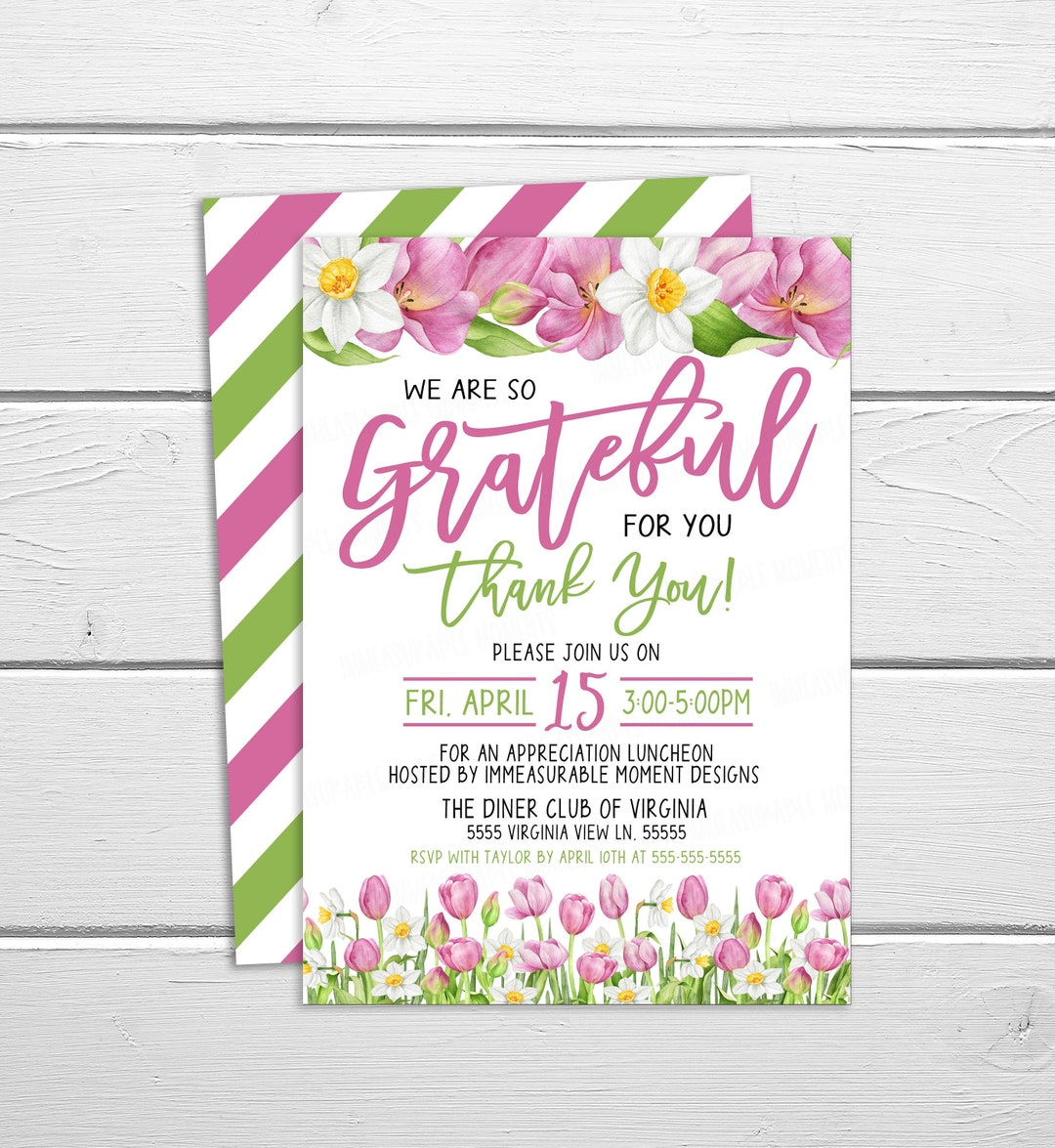 Appreciation Invitation, Grateful for You, Teacher Staff Invitation ...