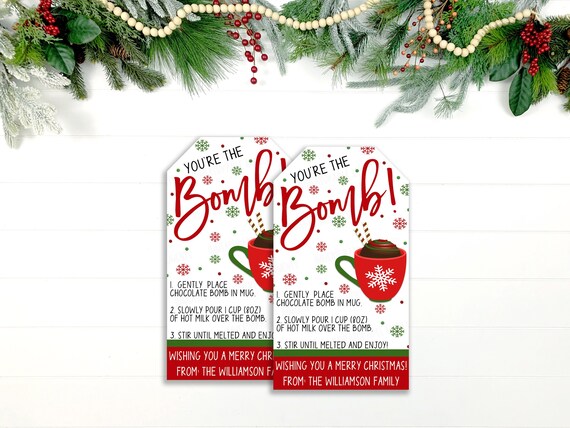 Christmas Hot Cocoa Bomb Tag, Editable Hot Chocolate Bomb Tag, Holiday ...