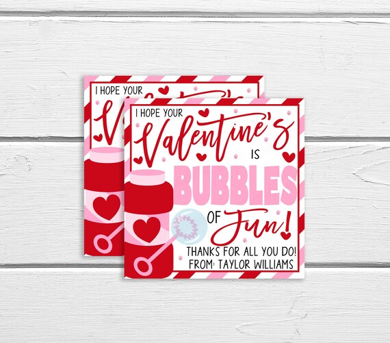 Valentine Bubble Gift Tags Editable Hope Your Valentine's | Etsy