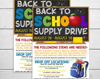 School Supply Drive Flyer, Printable Editable PTO PTA Flyer, Supplies ...