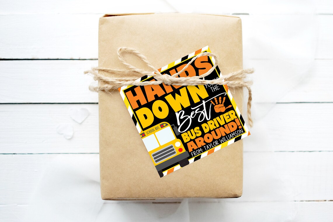 Bus Driver Gift Tag Hands Down You're the Best Bus Driver - Etsy