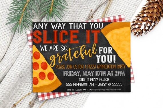 Pizza Appreciation Dinner/Lunch Party Invitation, Editable Staff ...