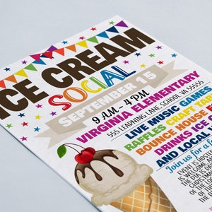 Ice Cream Social Fundraiser Flyer, Editable Church School PTA PTO ...