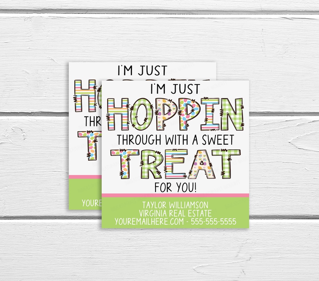 Easter Gift Tag, Just Hoppin Through With A Sweet Treat for You, Easter ...