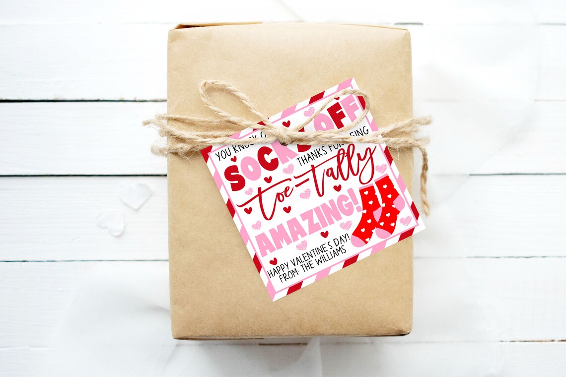 Valentine's Day Sock Gift Tags, Editable Fuzzy Socks, Mani Pedi Gift ...