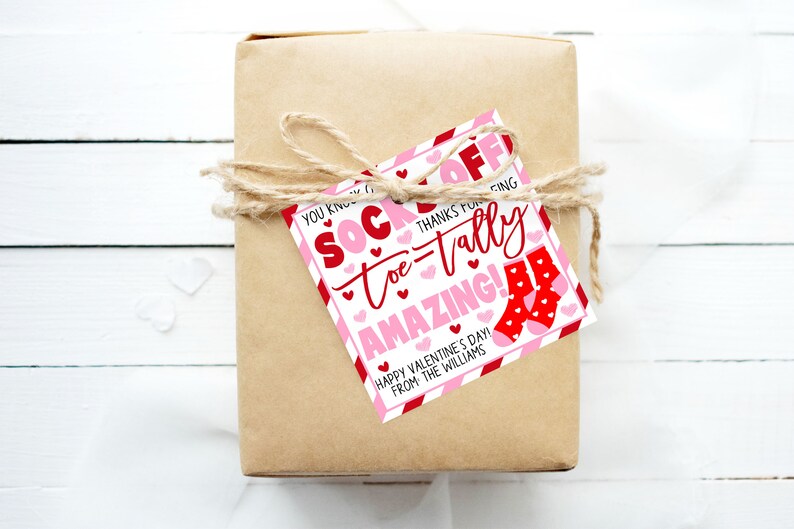Valentine's Day Sock Gift Tags, Editable Fuzzy Socks, Mani Pedi Gift ...