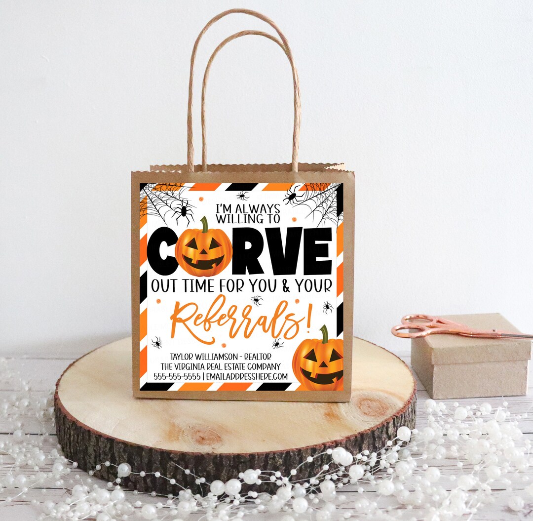 Halloween Referral Gift Tags, Carve Out Time for Your Referrals ...