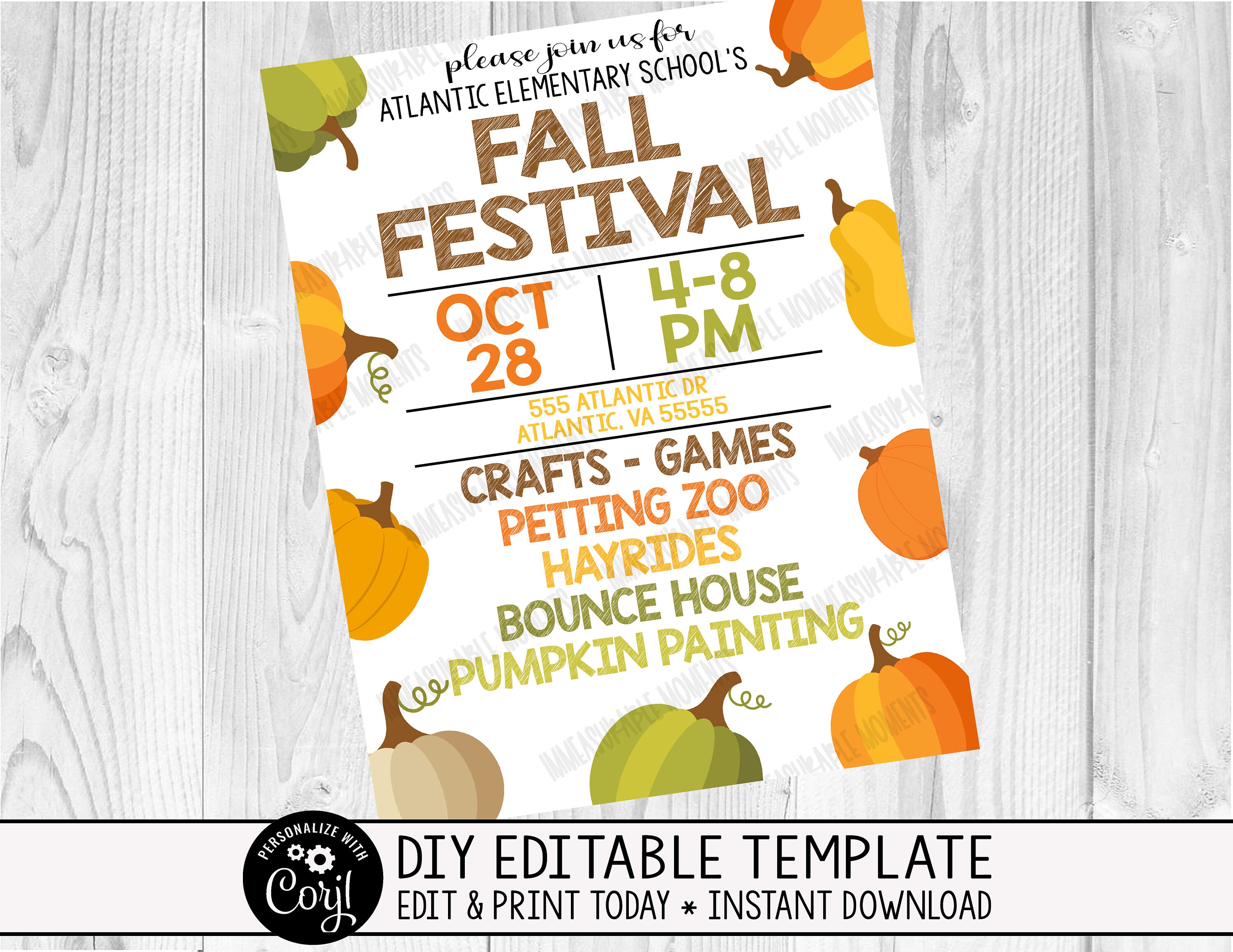 EDITABLE Fall Festival Flyer Invitation Kids Fall Event - Etsy