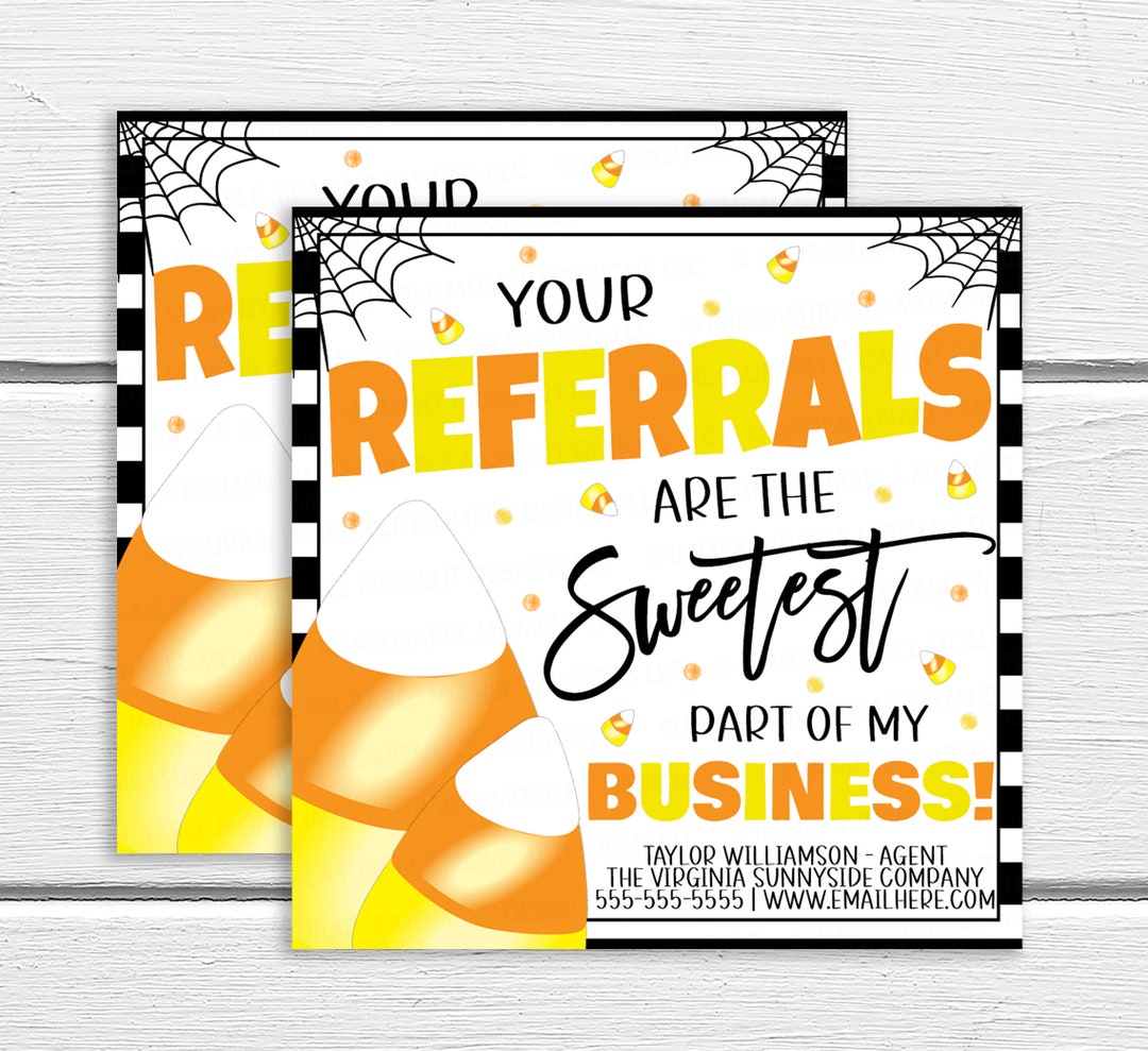 Halloween Candy Referral Gift Tags Fall Referrals Sweetest - Etsy