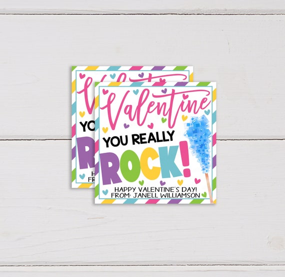 Valentine Candy Gift Tags, Editable Rock Candy Gift Tag, Valentine You ...