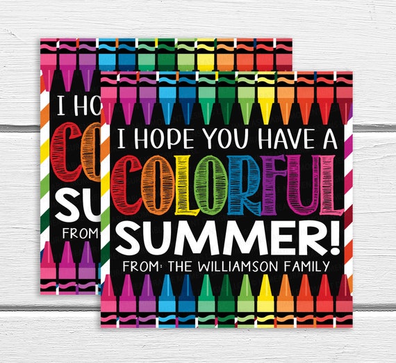 Summer Crayon Gift Tags, Have A Colorful Summer, End Of School Year ...