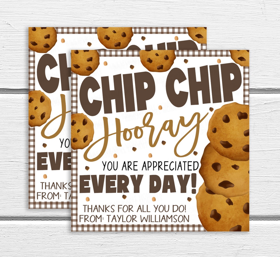 Cookie Thank You Gift Tags, Chip Chip Hooray, Appreciation Week ...