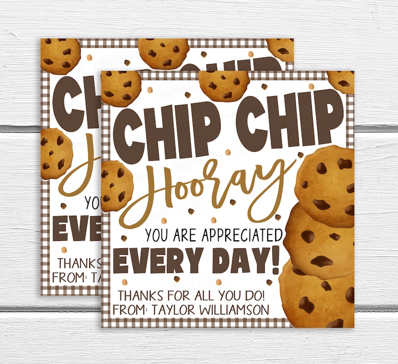 Cookie Thank You Gift Tags Chip Chip Hooray Appreciation - Etsy