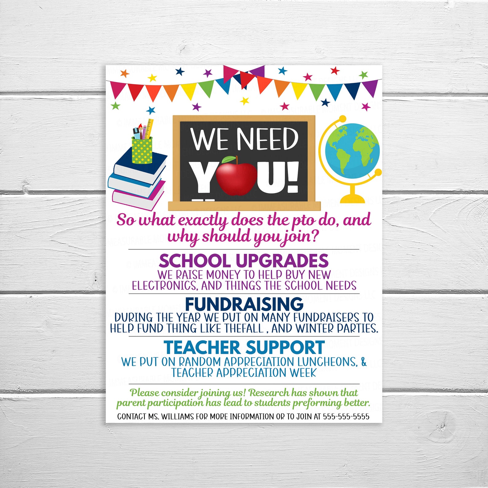 PTO PTA Flyer, Editable Printable Informational Form, Did You Know the ...