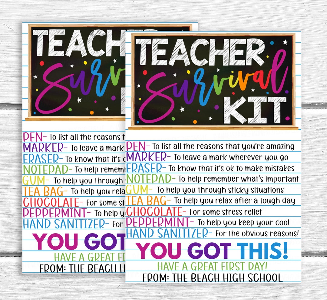 Teacher Survival Kit Gift Tag, Welcome Back to School Gift for Teachers ...