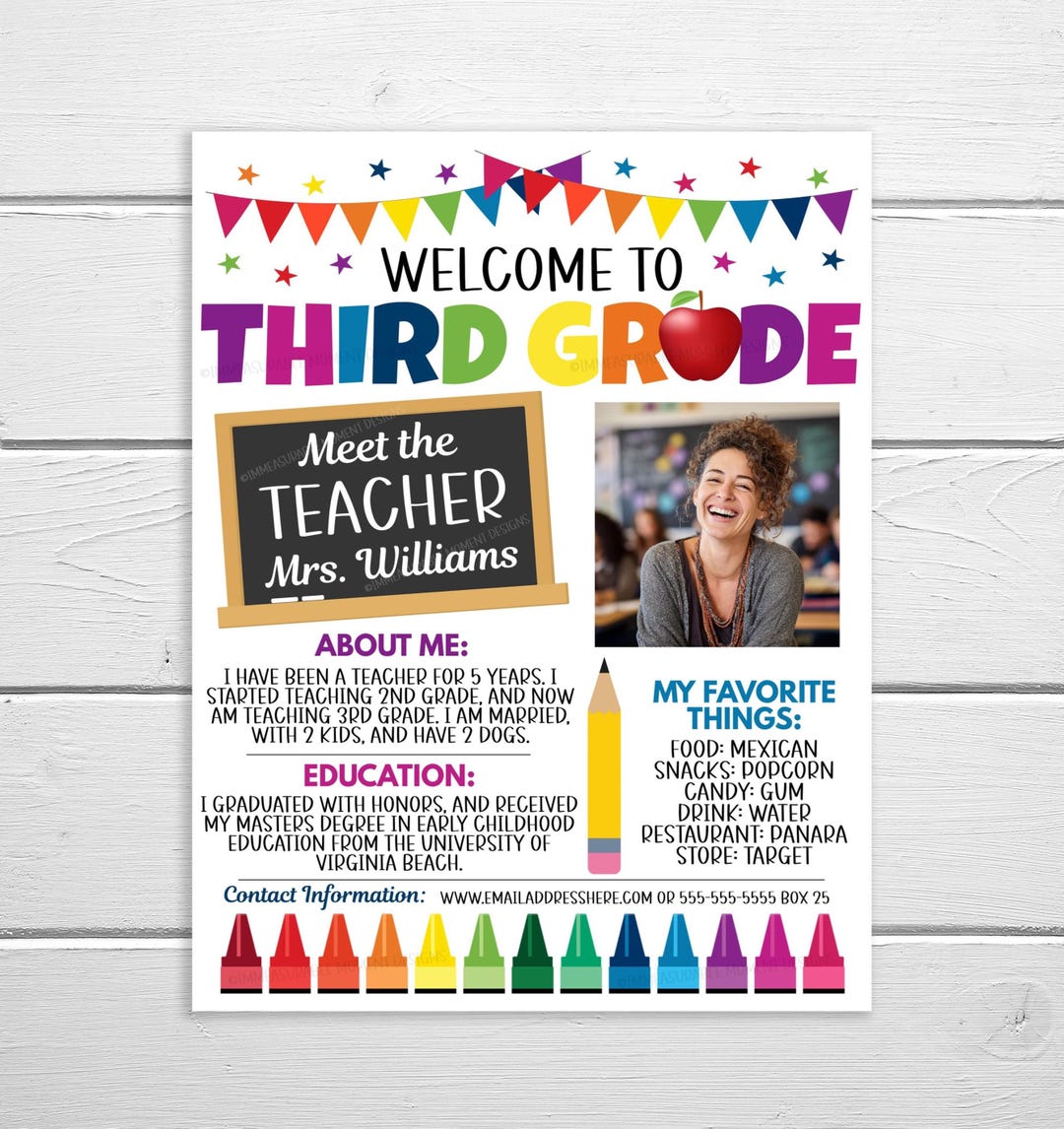 Meet the Teacher Template Editable, Back to School Welcome to 3rd Grade ...