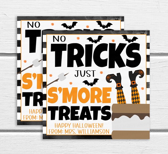 Halloween S'more Gift Tag, No Tricks Just S'more Treats, Students ...