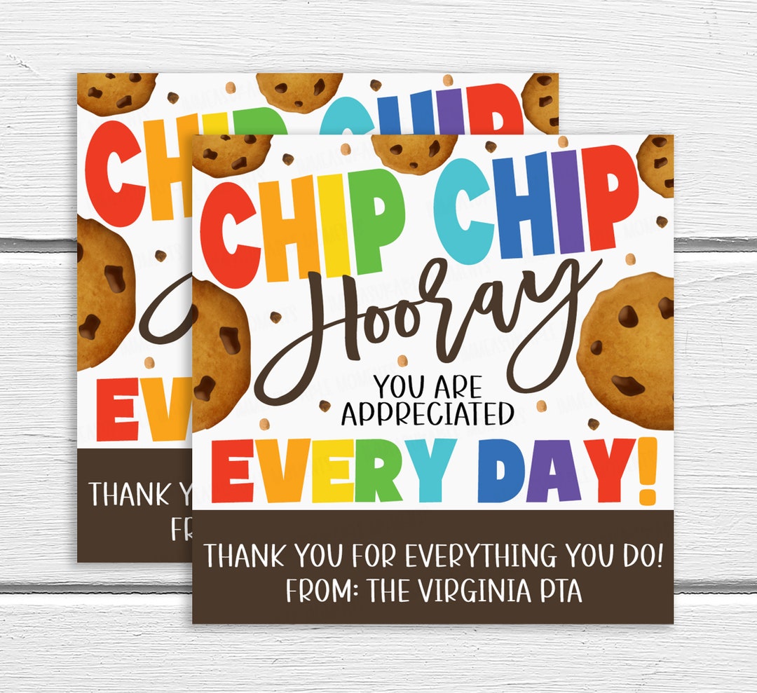 Cookie Thank You Gift Tags, Chip Chip Hooray, Appreciation Week ...