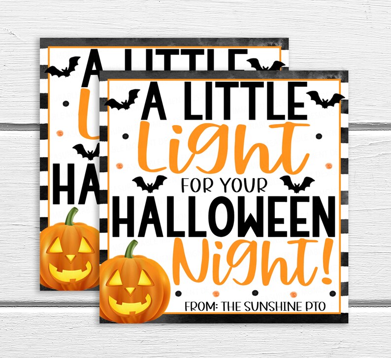 Halloween Glow Stick Gift Tag, A Little Light for Halloween Night, Gift ...