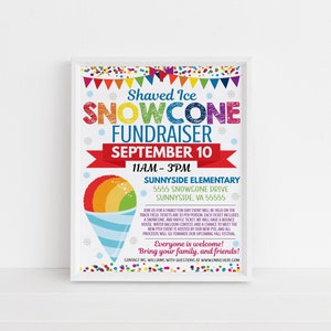 Editable Snowcone Flyer Invitation, Snow Cone PTO PTA School Church ...