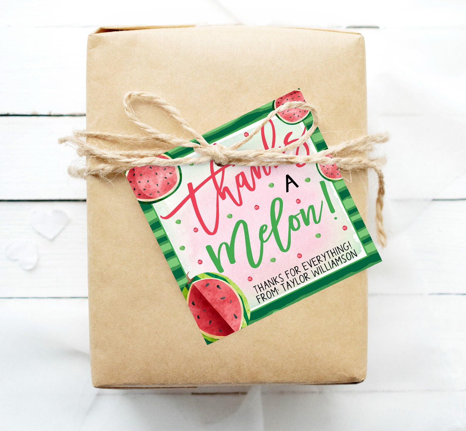 Watermelon Gift Tags Thanks A Melon Appreciation Gift Tag - Etsy