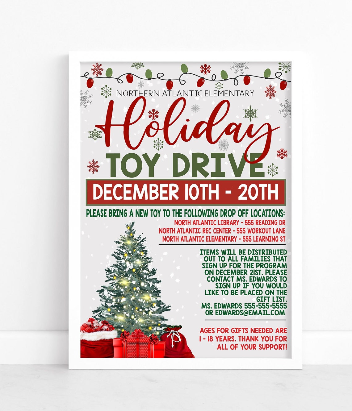 EDITABLE Toy Drive Fundraiser Flyer Holiday Christmas - Etsy