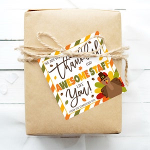 Fall Staff Appreciation Tags, Thankful for Staff Like You, Thanksgiving ...