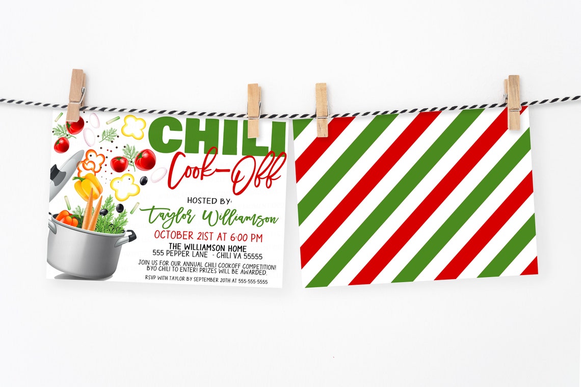 EDITABLE Chili Cook-off Invitation, Tasting Cook off Party Invite Event ...