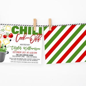 EDITABLE Chili Cook-off Invitation, Tasting Cook off Party Invite Event ...