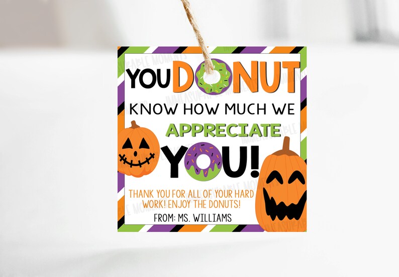 EDITABLE you Donut Know Halloween Gift Tag - Etsy