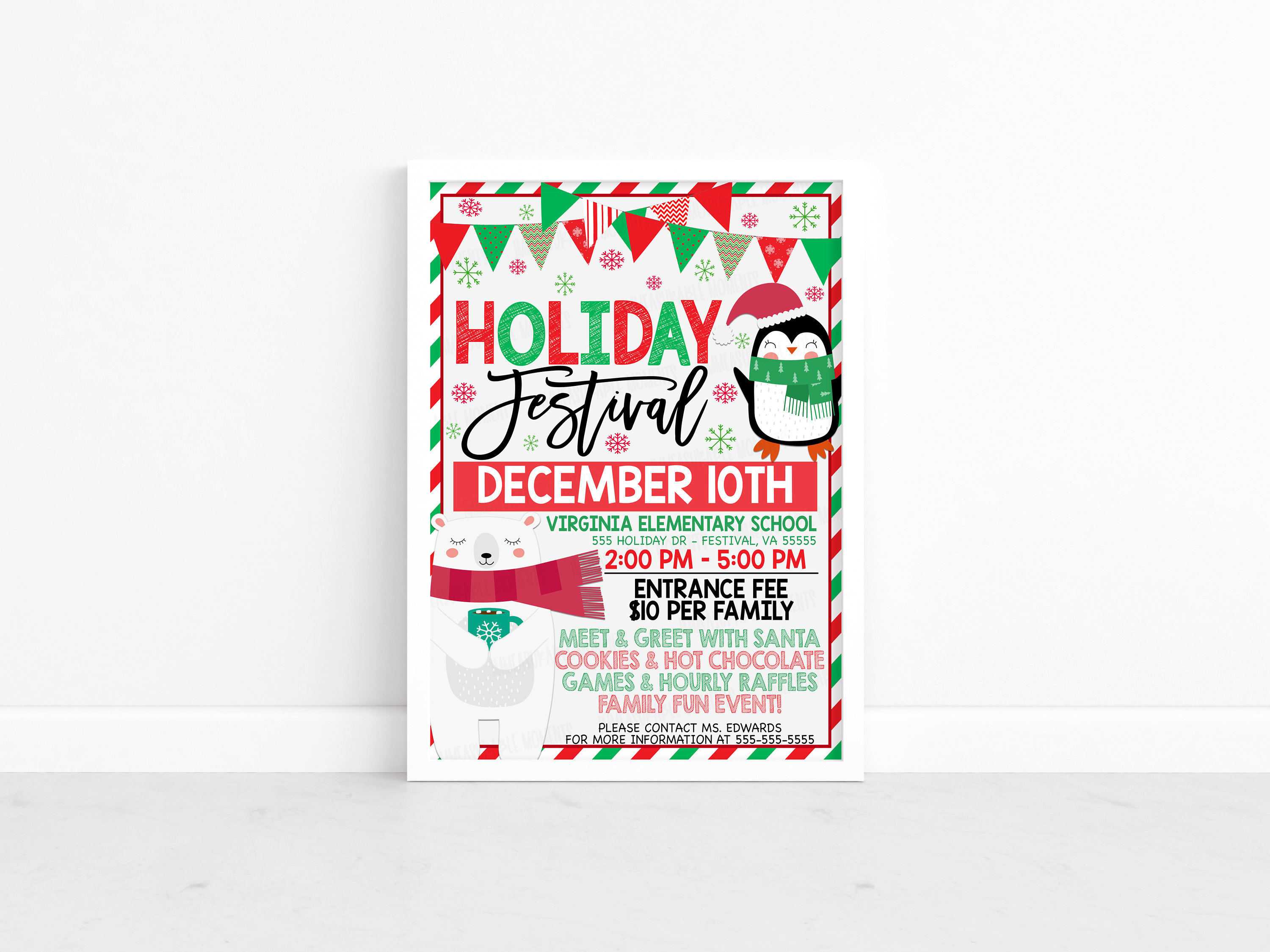 EDITABLE Holiday Winter Festival Flyer Invitation, Holiday Christmas ...