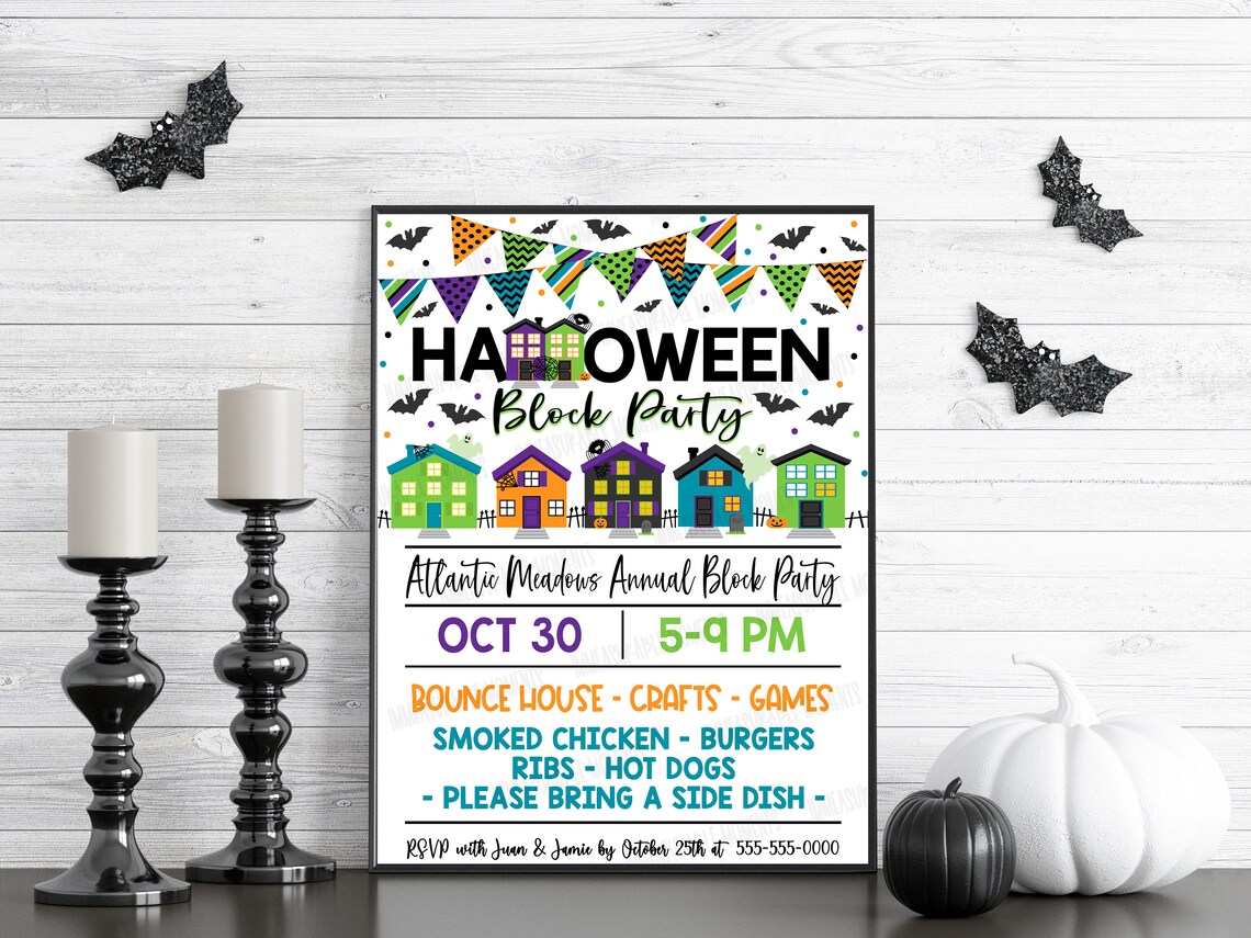 EDITABLE Halloween Block Party Invitation/flyer Kids | Etsy