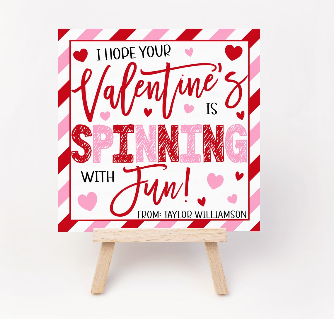 Valentine Fidget Gift Tags, Fidget Spinner Tag, Valentine's is Spinning ...