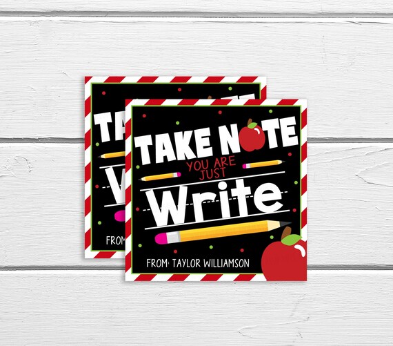 Pencil Gift Tags, Take Note You Are Just Write Gift Tag, Kids Teacher ...