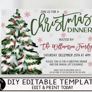 Christmas Dinner Invitation, Editable Invite, Staff Employee Office ...