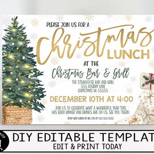 Christmas Lunch Invitation Card, Employee Business Work Fall Christmas ...