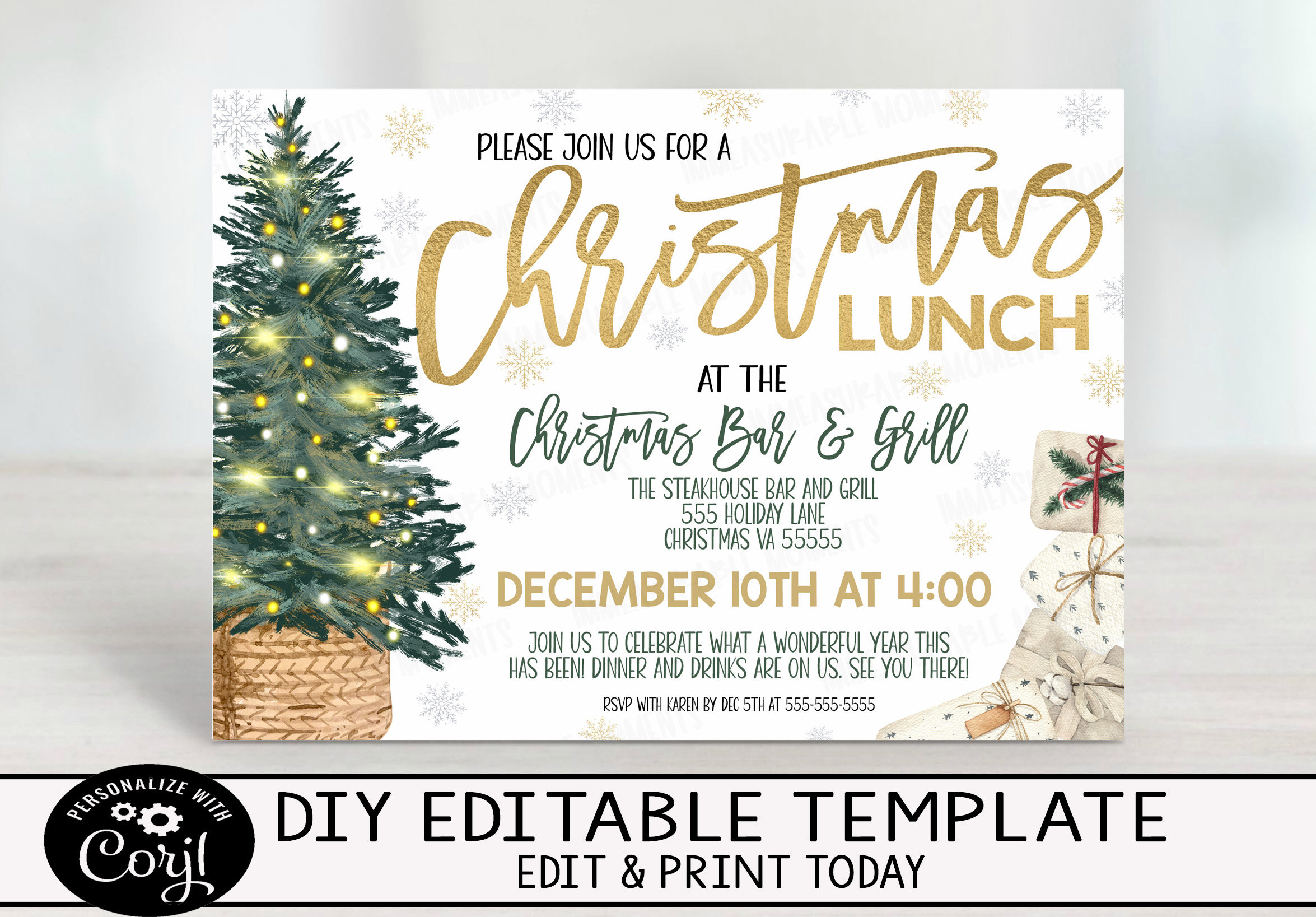 Christmas Lunch Invitation Card Employee Business Work Fall - Etsy