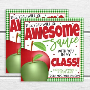 Back to School Applesauce Gift Tags, Squeeze Pouch Label, You're ...