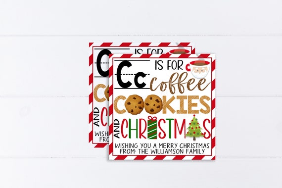 Coffee Cookie Christmas Gift Tag, Editable Teacher Daycare Gift Tag ...