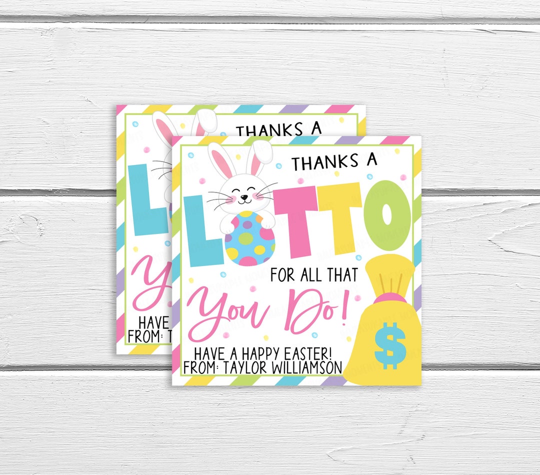 Easter Lottery Gift Tags, Spring Scratch Off, Thanks A Lotto for All ...