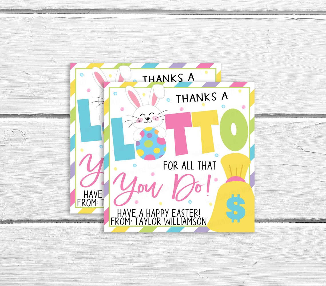 Easter Lottery Gift Tags, Spring Scratch Off, Thanks A Lotto for All ...