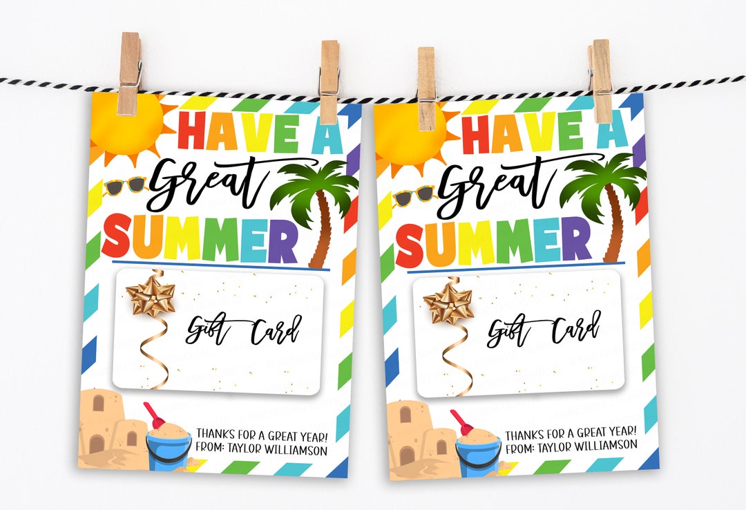Summer Gift Card Holder, Have A Great Summer, Thank You Gift Card ...
